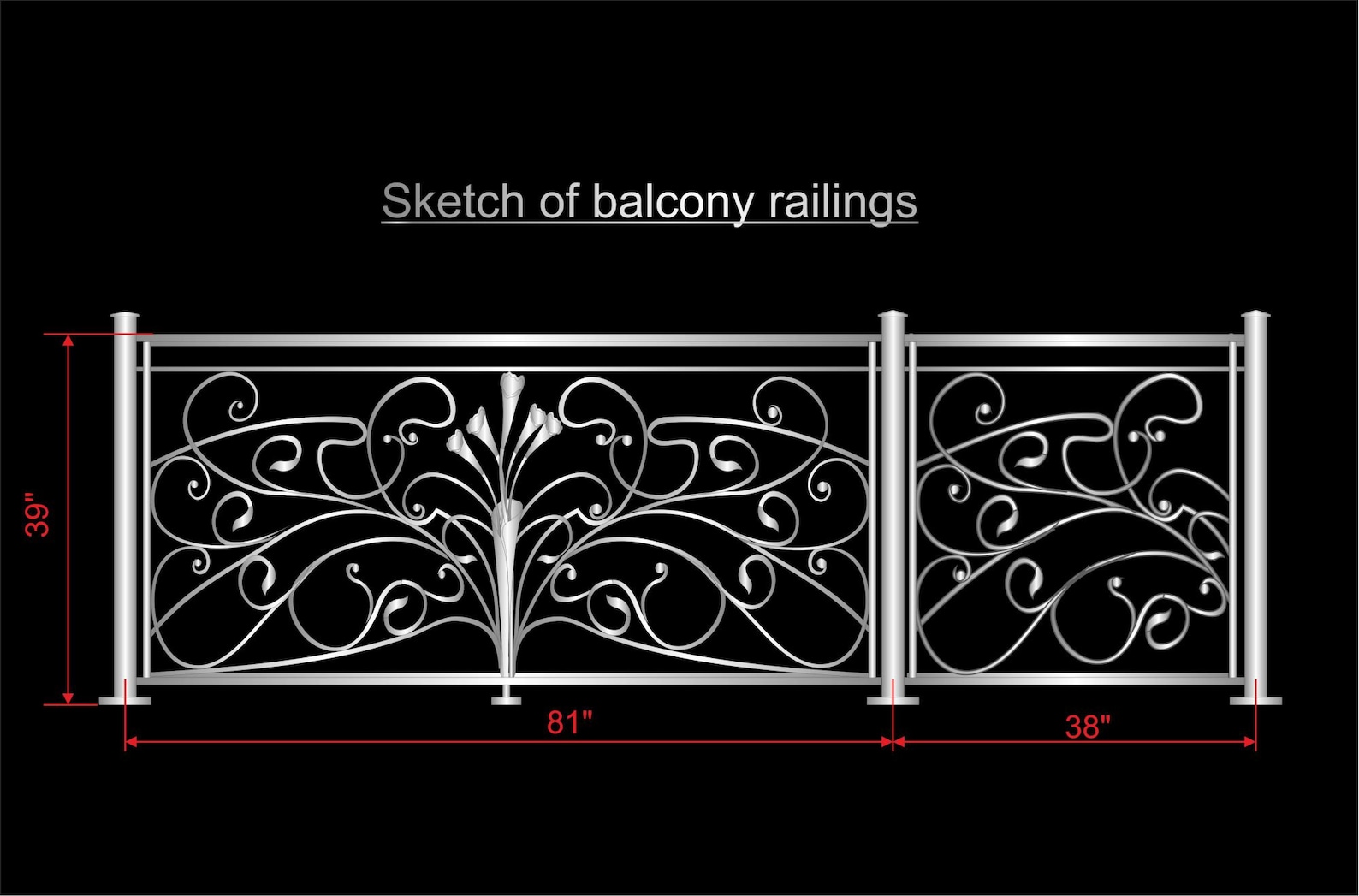 Custom Wrought Iron Balcony Railings, Forged Balcony Railings, Metal ...