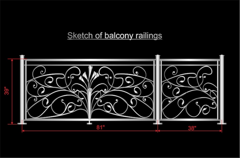 Custom Wrought Iron Balcony Railings, Forged Balcony Railings, Metal ...