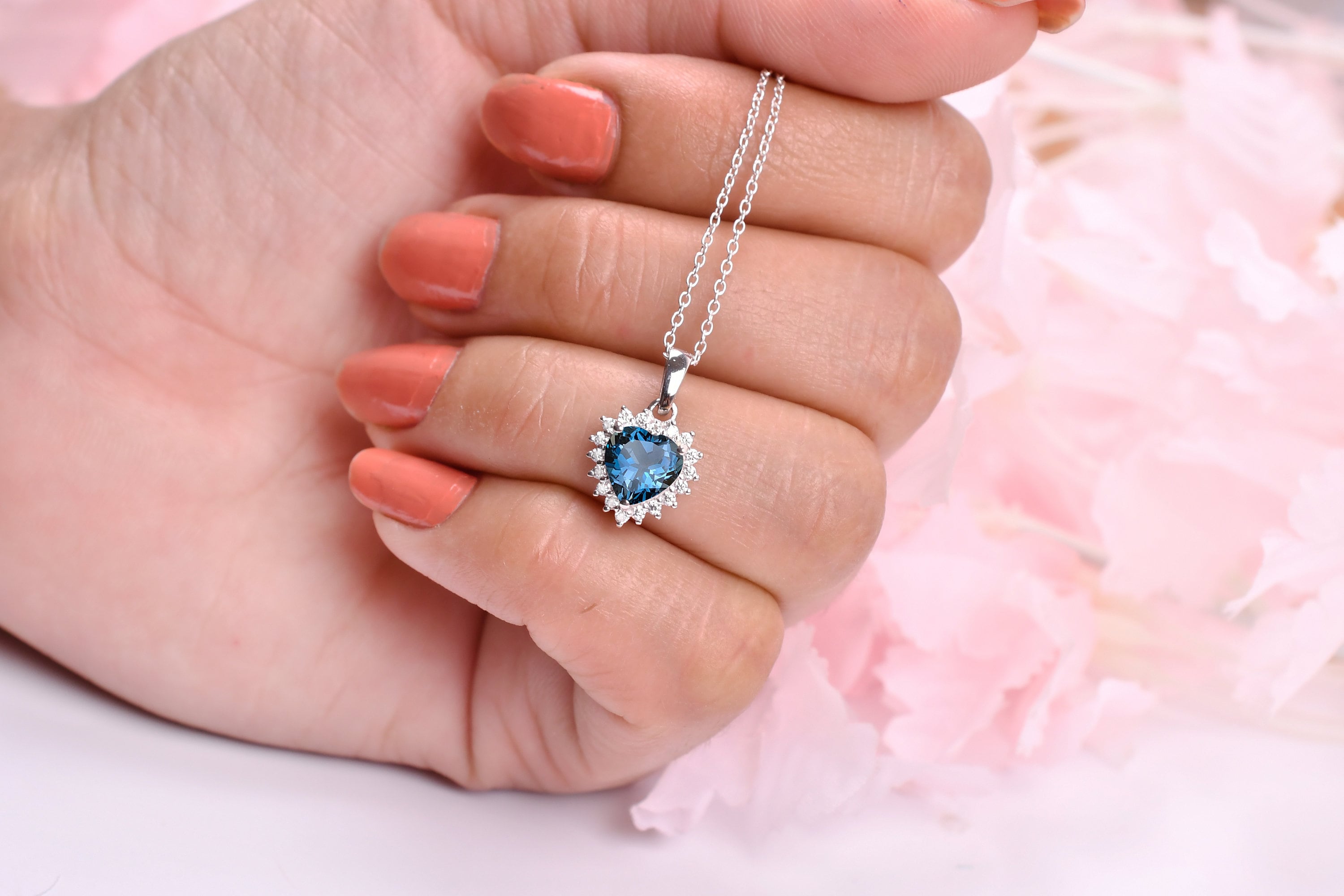 London Blue Topaz Heart Pendant Blue Topaz Necklace Topaz - Etsy