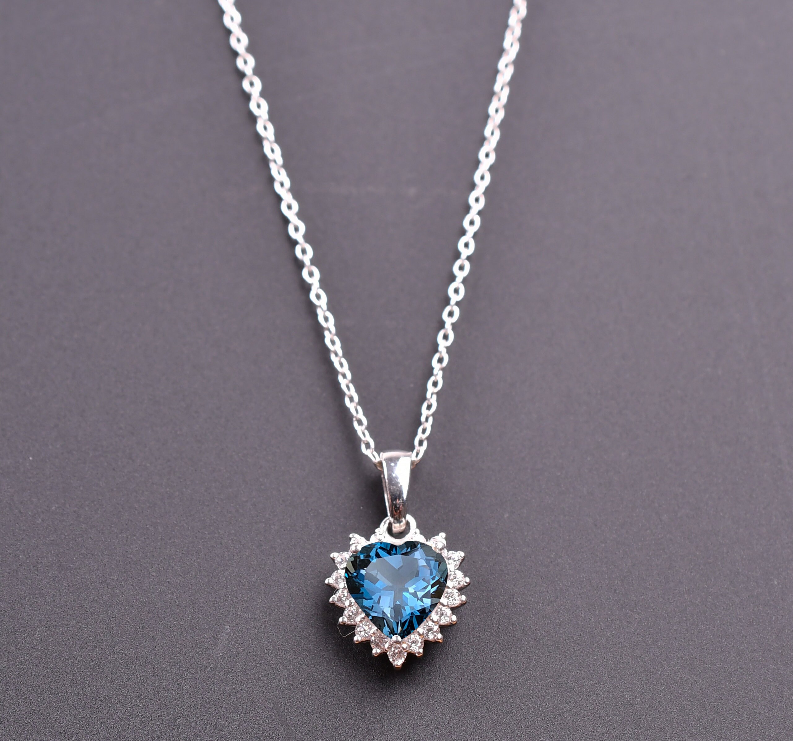 London Blue Topaz Heart Pendant Blue Topaz Necklace Topaz - Etsy