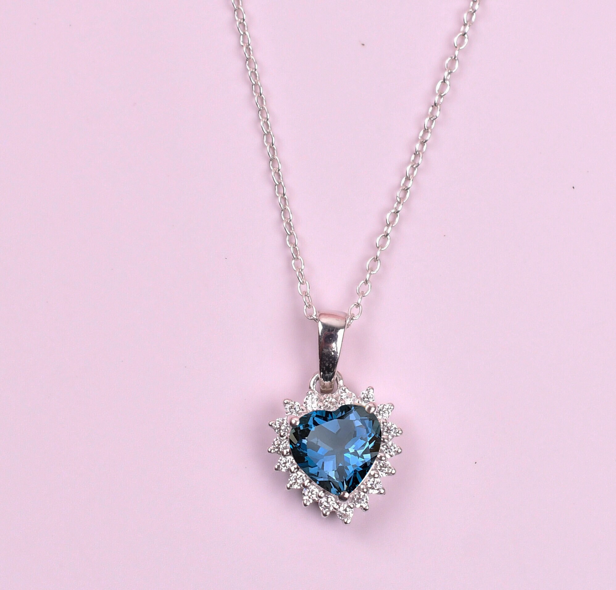 London Blue Topaz Heart Pendant Blue Topaz Necklace Topaz - Etsy
