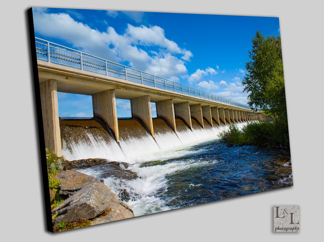 Waterfall Over Dam Nature Wall Art, Photography Landscape Print/canvas ...