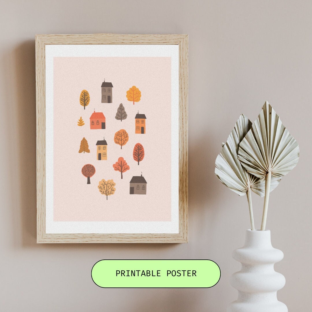 Autumn Trees Printable Poster, Minimalistic Wall Art Decor, Fall ...
