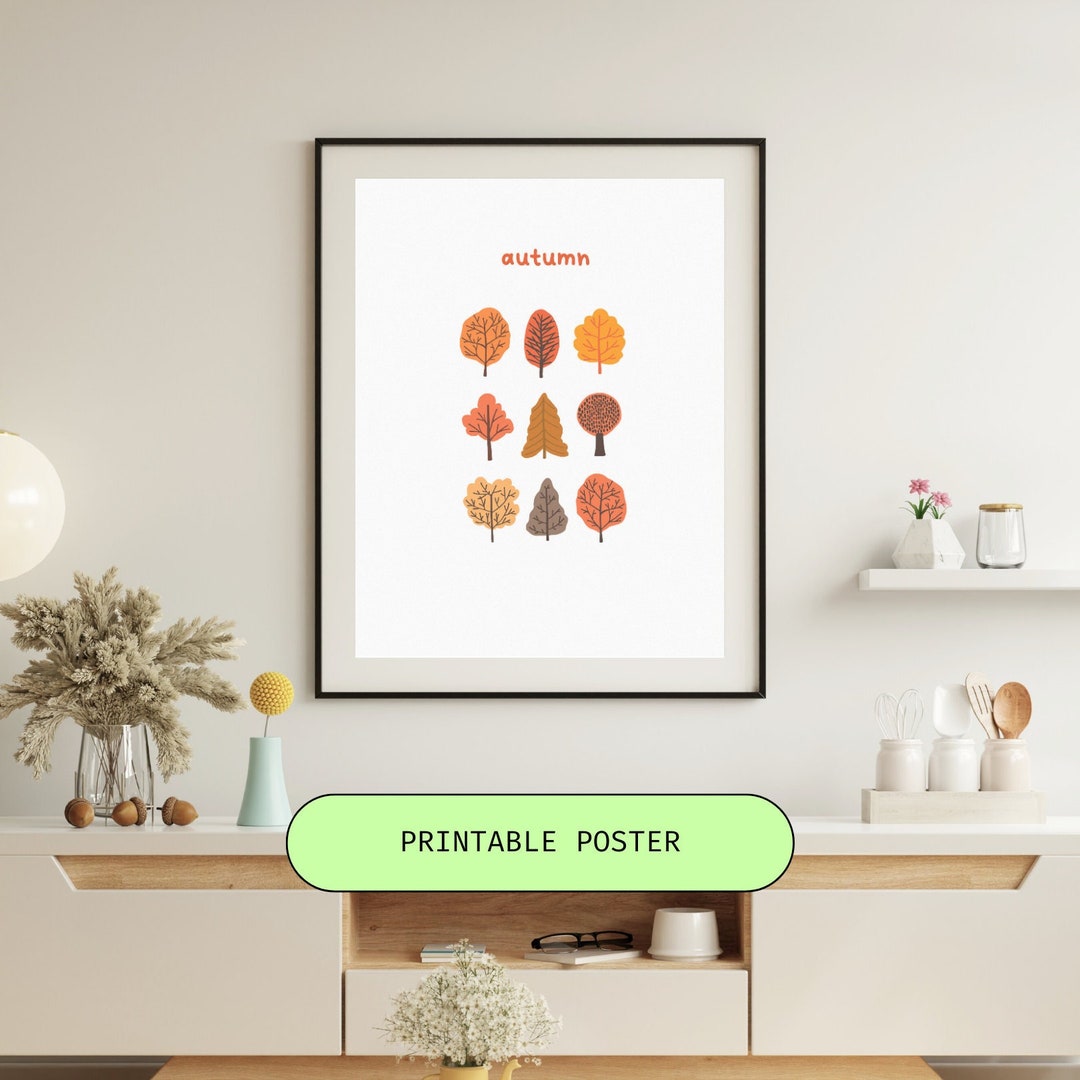 Autumn Poster, Minimalistic Printable Wall Art, Trees Autumn ...