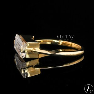 East West Baguette Diamond Ring Unique Solitaire Engagement Ring ...