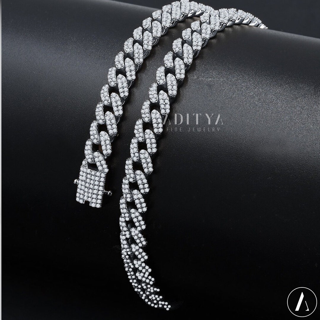 Cuban Link Chain Iced Out Diamond Rope Chain Hip Hop Moissaite Chain ...