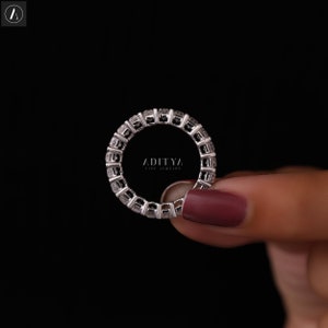 Emerald Cut Moissanite Full Eternity Band, Sparky Diamond Wedding Band ...