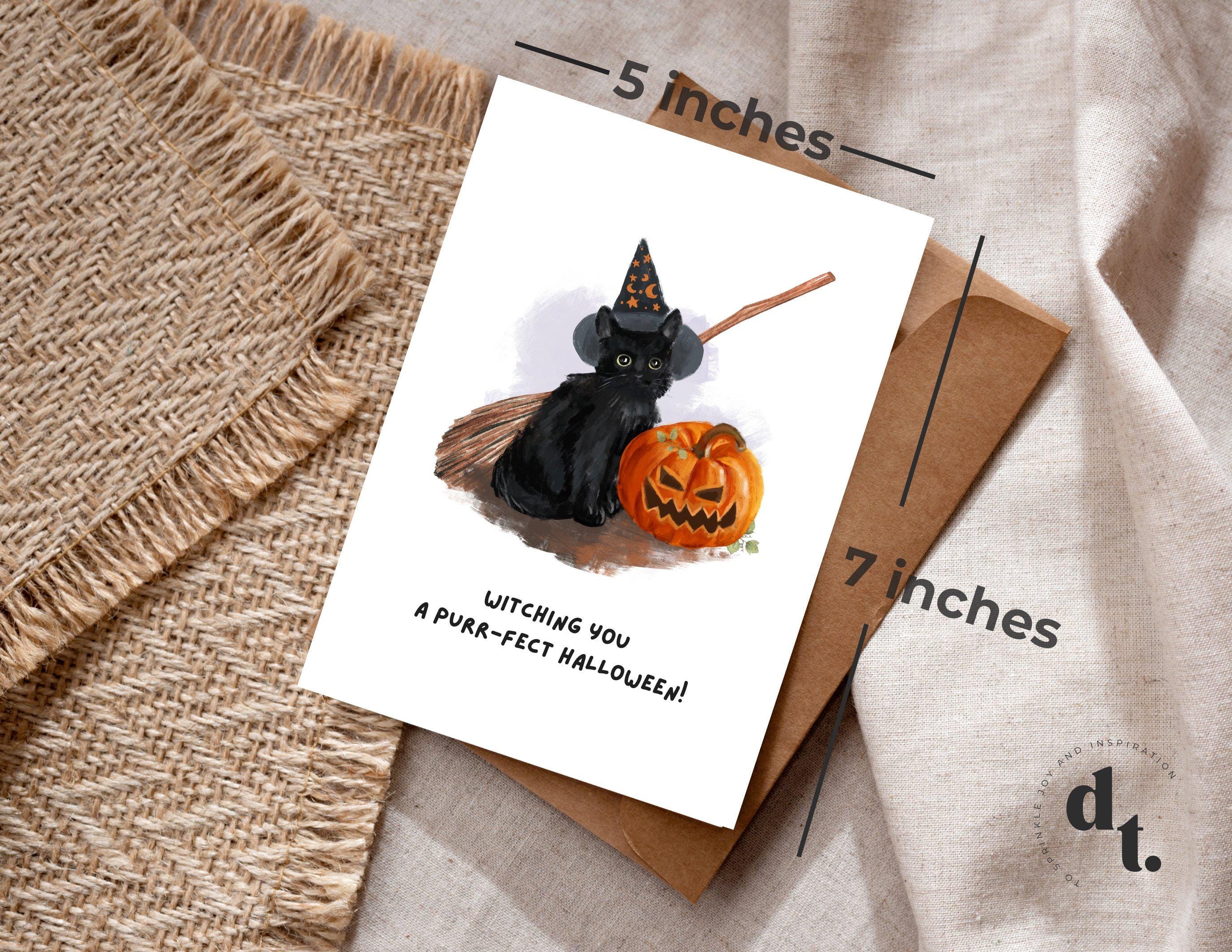 Funny Halloween Printable Card Black Cat Halloween Card Witch Halloween ...