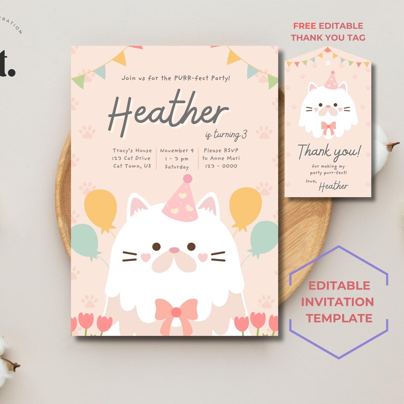 Cat Invitation - Etsy