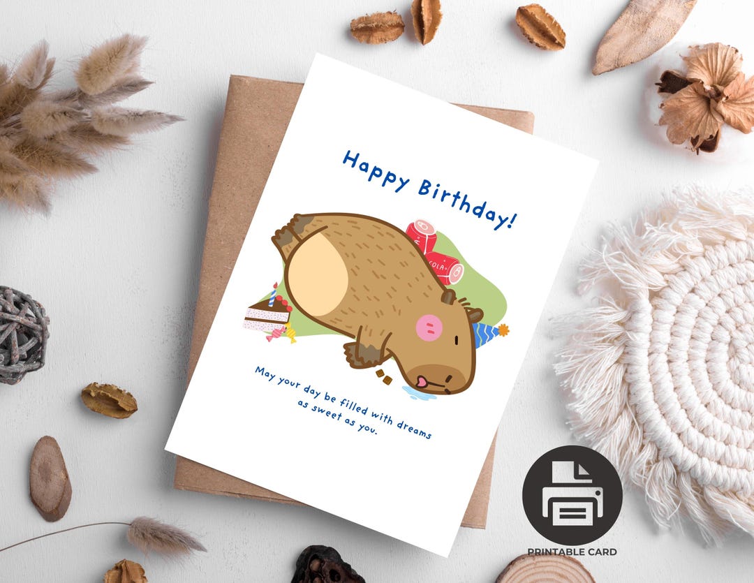 Buy Capybara Birthday Card Printable Capybara Birthday Card Capybara ...