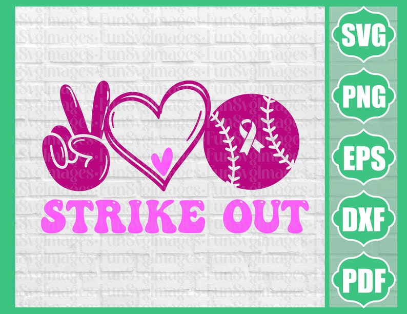 Strike Out Cancer Svg Png, Breast Cancer Awareness Baseball Svg, Pink Ribbon Svg, Cancer Support ...