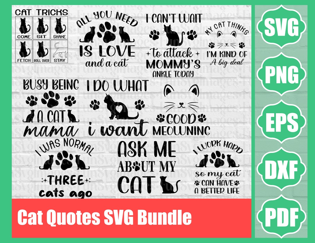 Cat Quotes SVG Bundle Cat Quotes SVG Fur Mom Svg Cat Dad - Etsy
