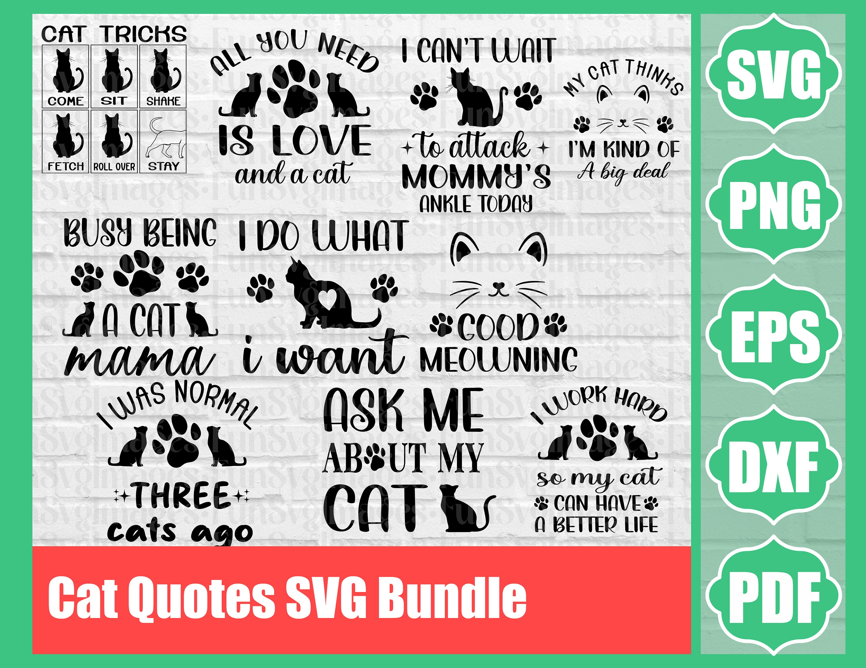 Cat Quotes SVG Bundle Cat Quotes SVG Fur Mom Svg Cat Dad - Etsy