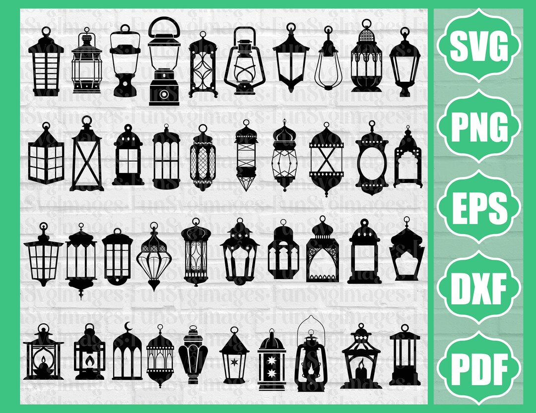 40 Lantern Silhouette SVG Clipart - Vector Lantern Bundle - Cricut ...