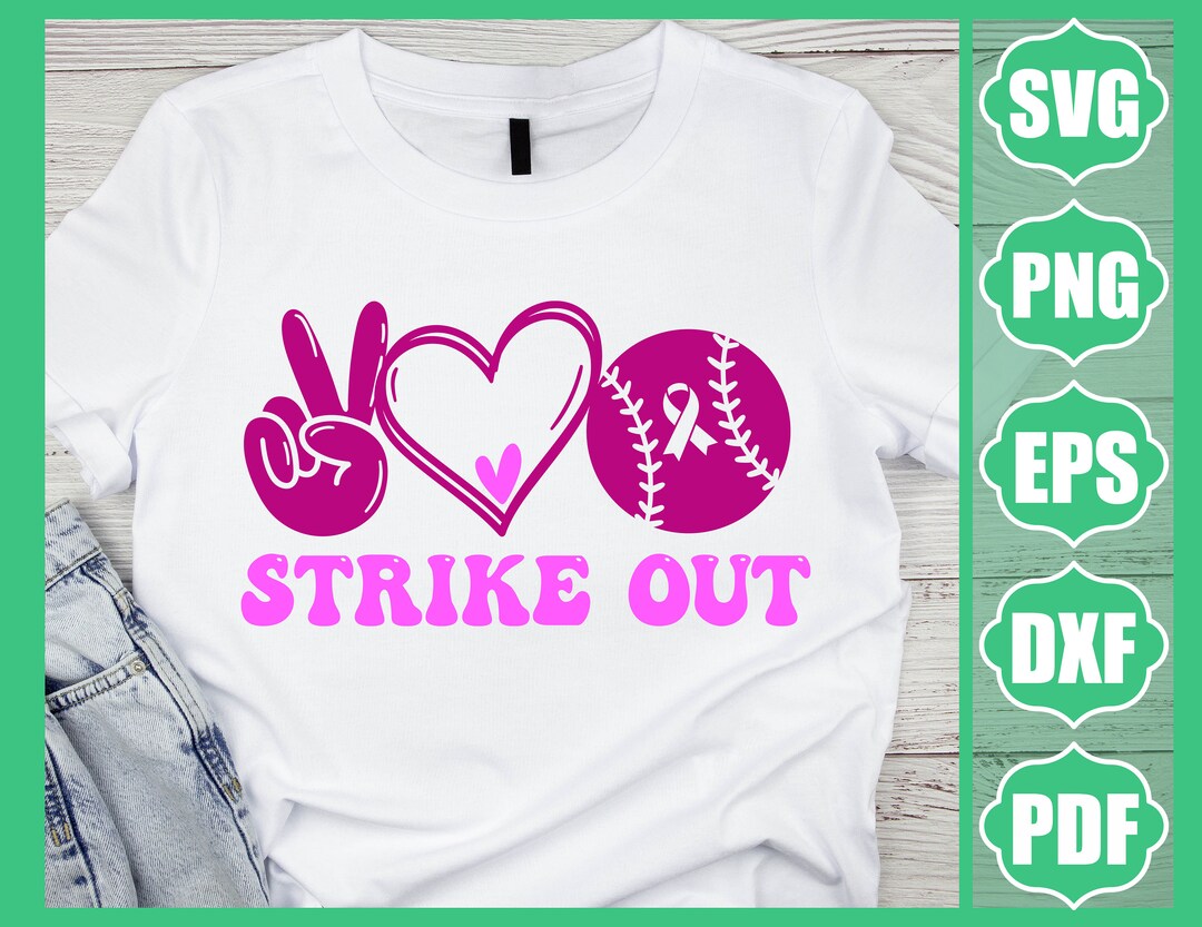 Strike Out Cancer Svg Png, Breast Cancer Awareness Baseball Svg, Pink ...