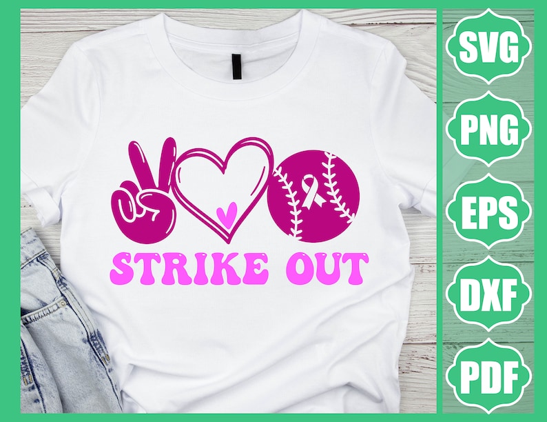 Strike Out Cancer Svg Png, Breast Cancer Awareness Baseball Svg, Pink ...