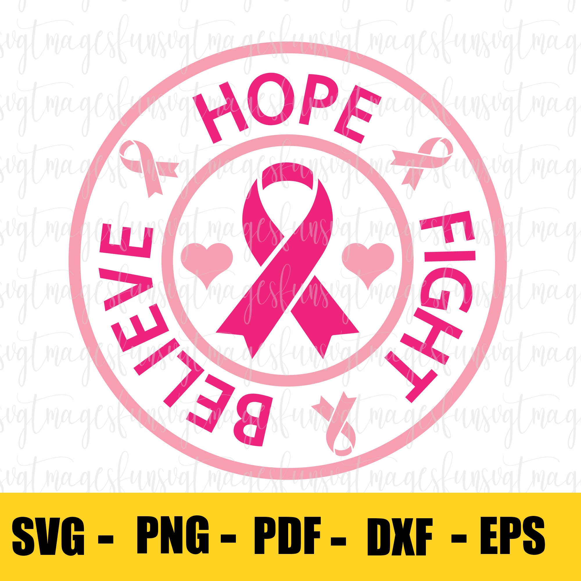 Hope SVG Breast Cancer Ribbon SVG Hope Fight Believe SVG - Etsy
