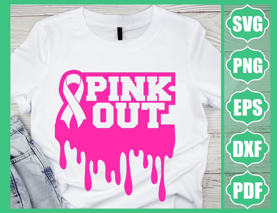 Pink Out Drip Breast Cancer SVG JPG PNG - Instant Digital Download - No ...