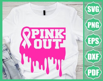Pink Out Drip Breast Cancer SVG JPG PNG Instant Digital Download No ...
