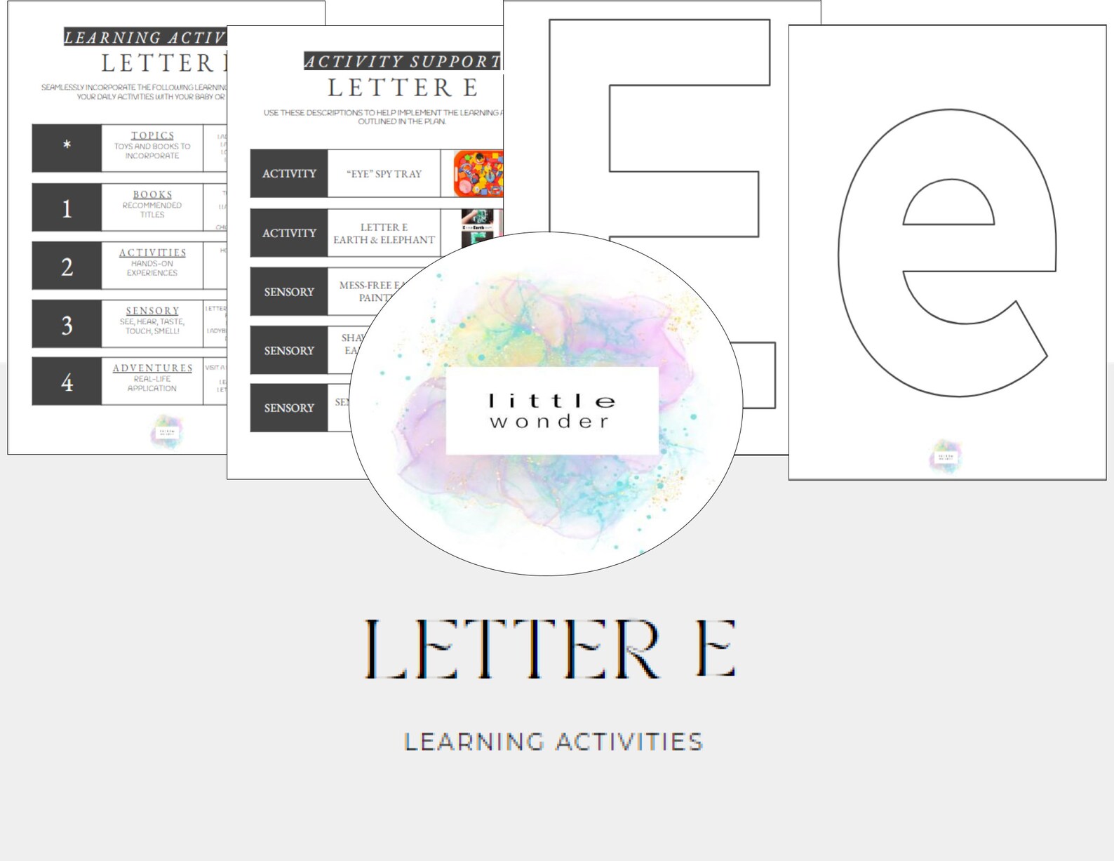 Letter of the Week E- Toddler Learning Activities- Digital Download ...