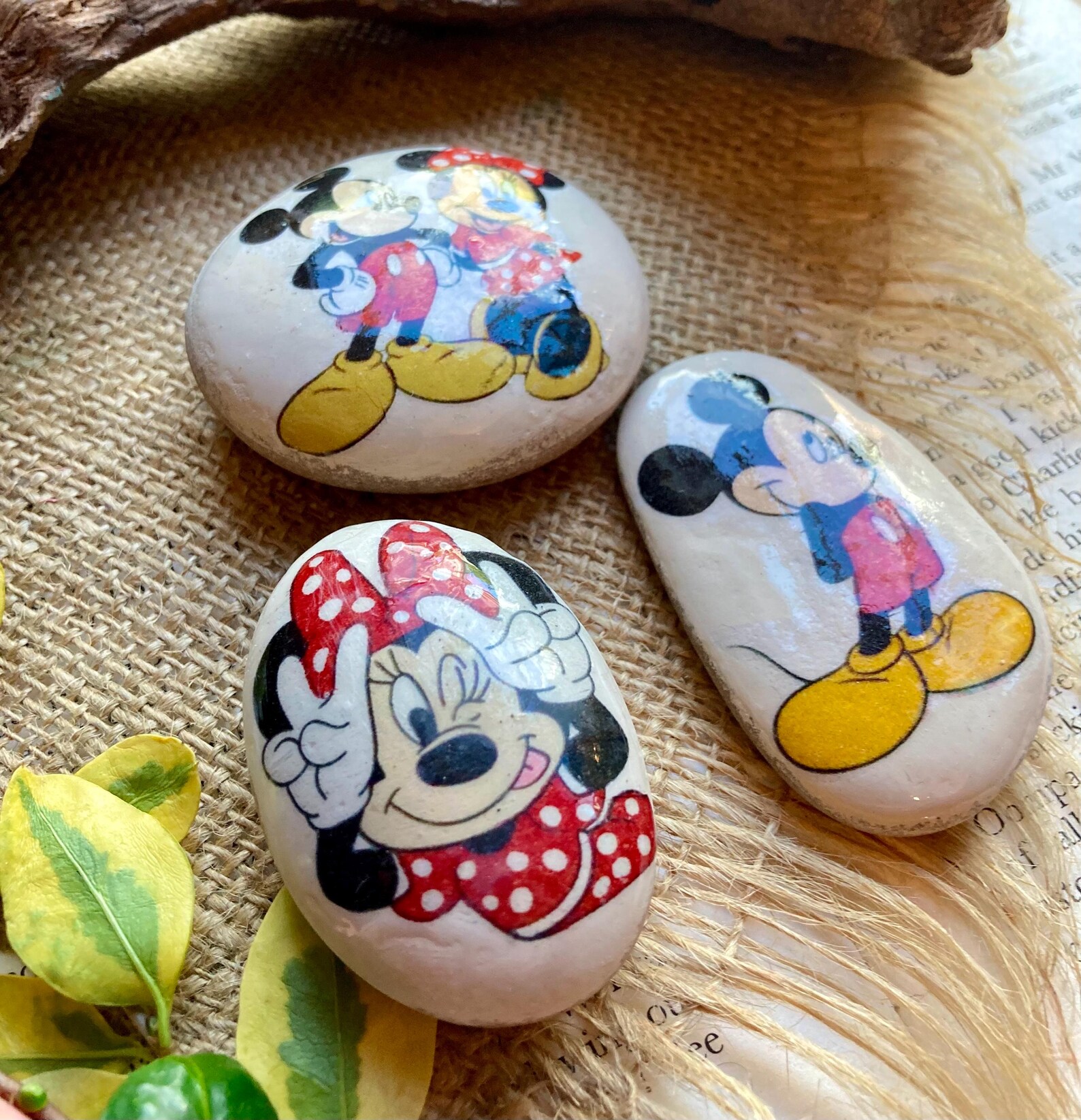 Mickey and Minnie Mouse Pebbles, Pebble Gift Box, Decorative Stones ...