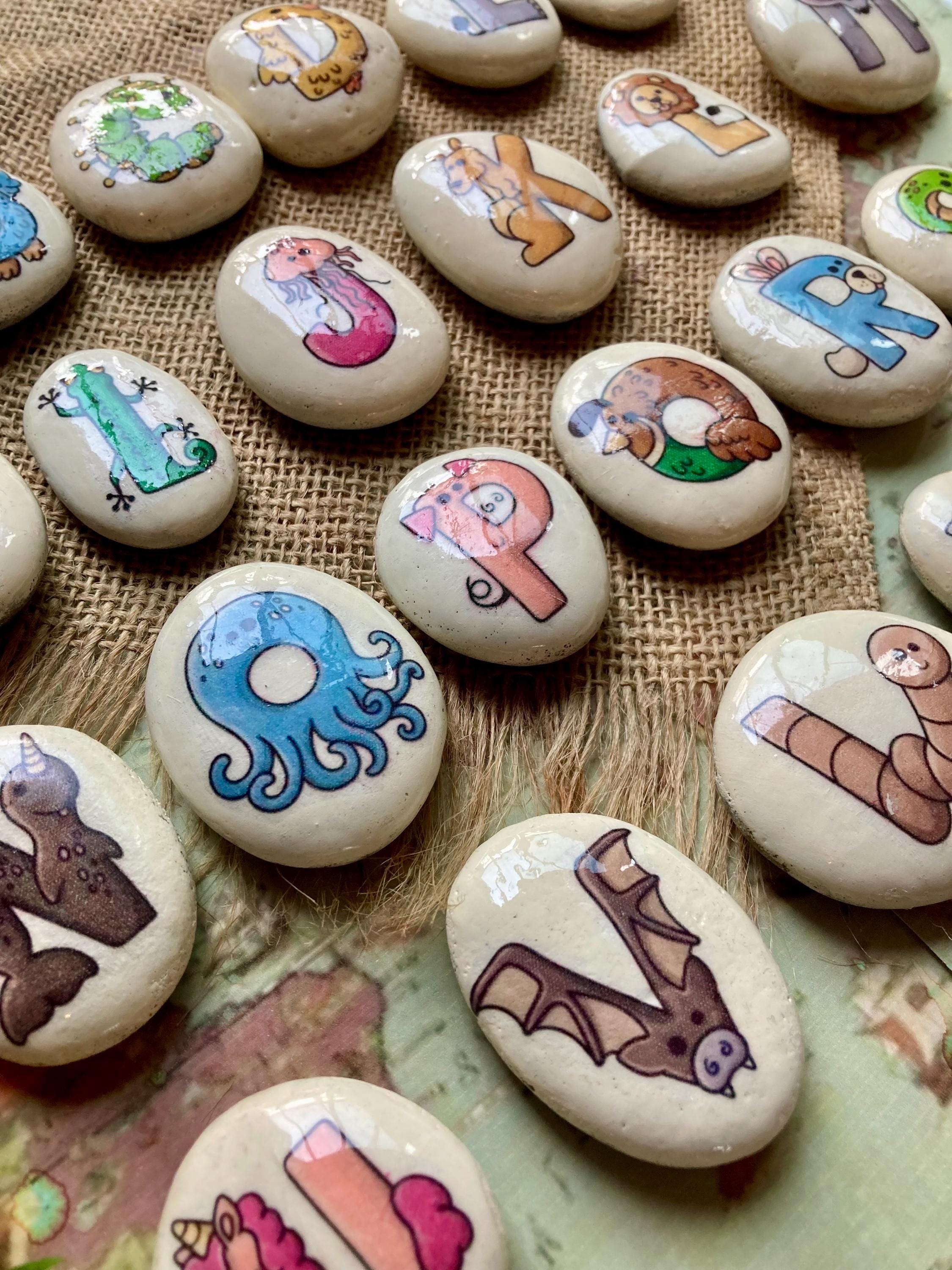 Animal Alphabet Pebbles,phonics Activity,rock Art, Sensory Play ...