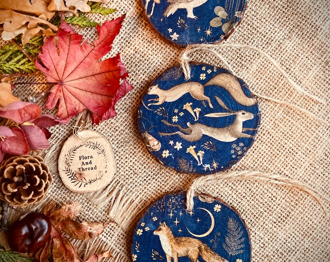 Forest Creatures Decoration,set of Hanging Woodslice Decorations ...