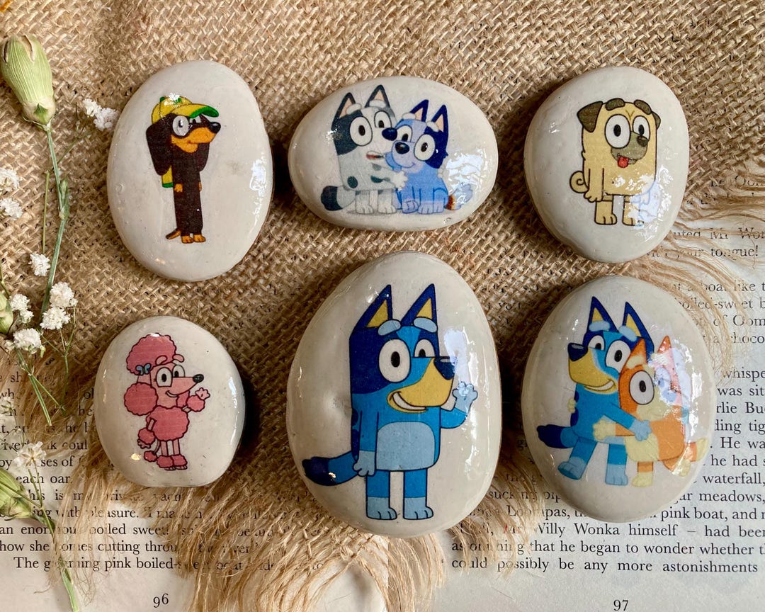 Bluey Pebbles, Pebble Gift Box, Decorative Stones, Story Stones , Bluey ...