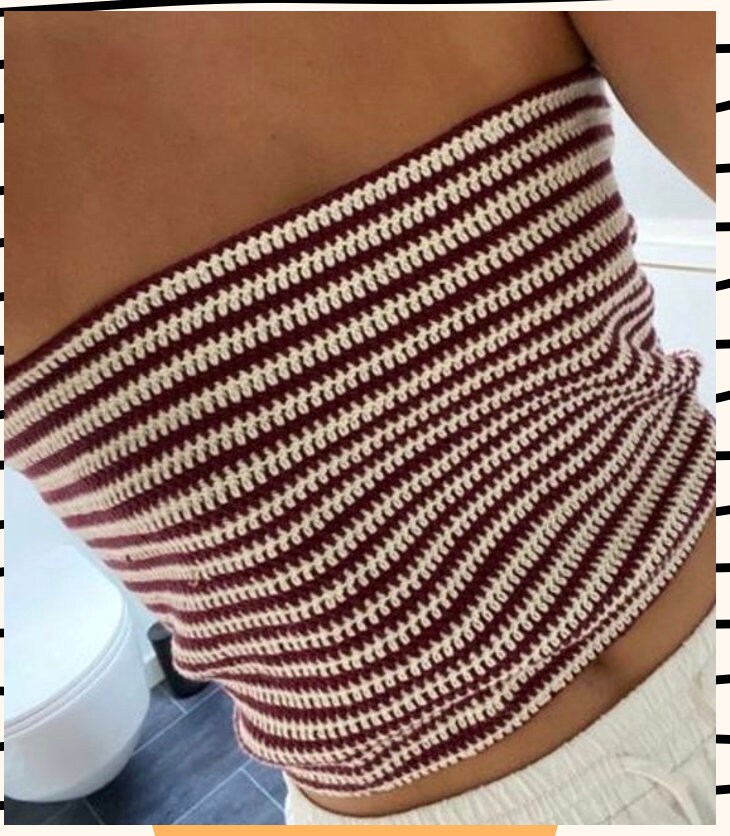 Crochet Two-tone Stripe Tube Top Pattern Instant PDF Download, Y2k ...