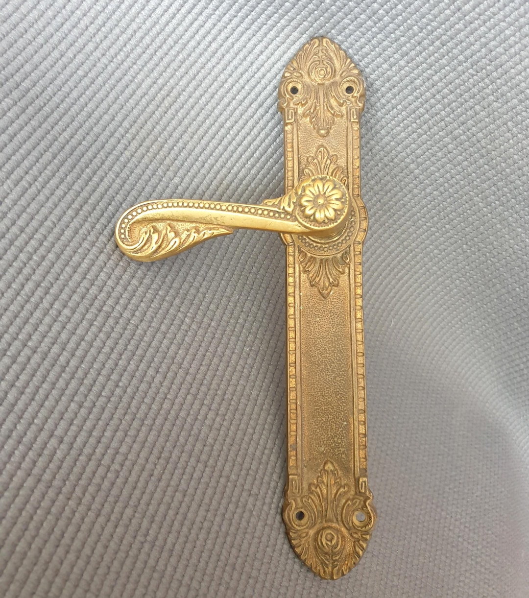 Vintage Lever Handle Vertical Ornate Escutcheon. Storage Door Handle ...