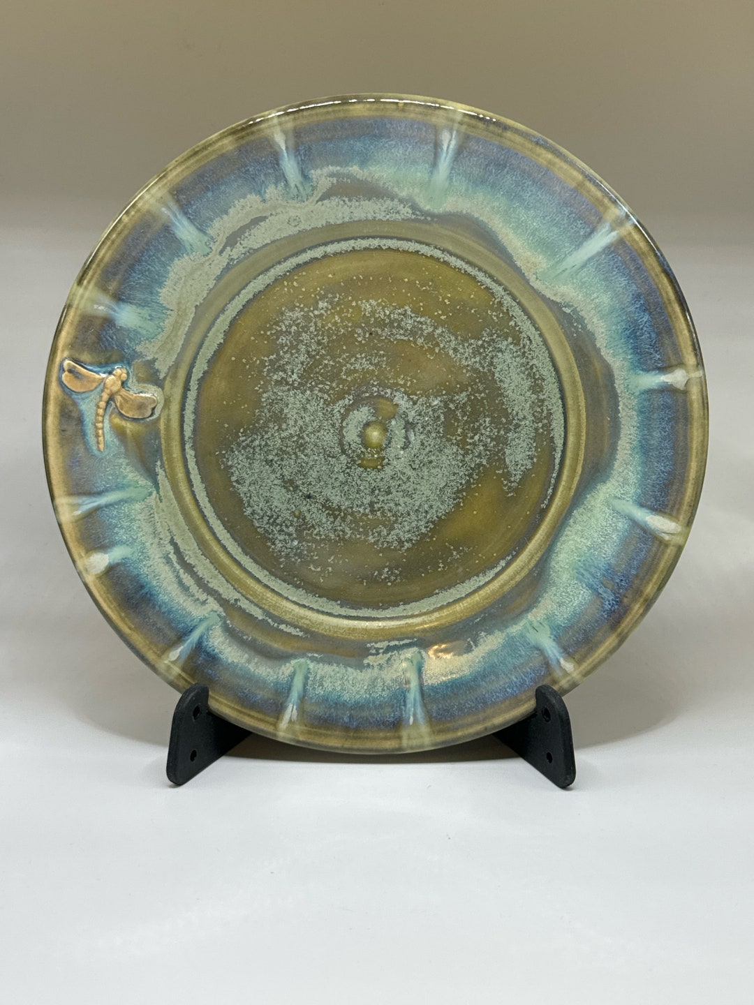 Set of 4 Small Serving Dessert Dragonfly Plates, Handmade. Great Gift ...