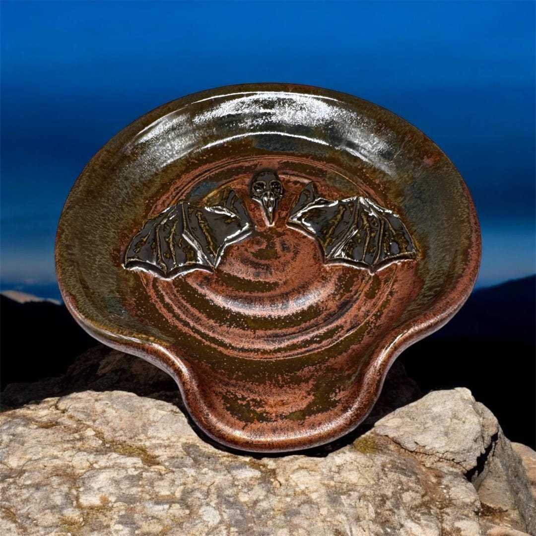 Handmade Raven Skull Spoon Rest: Bronze Glaze Bird Kitchen Decor - Etsy