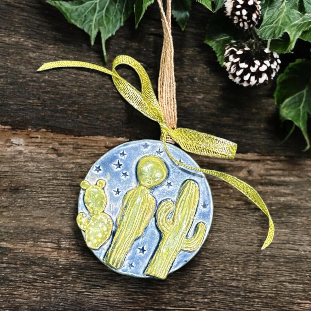 Handmade Ceramic Alien Ornament: Space-themed Cactus Decor - Etsy