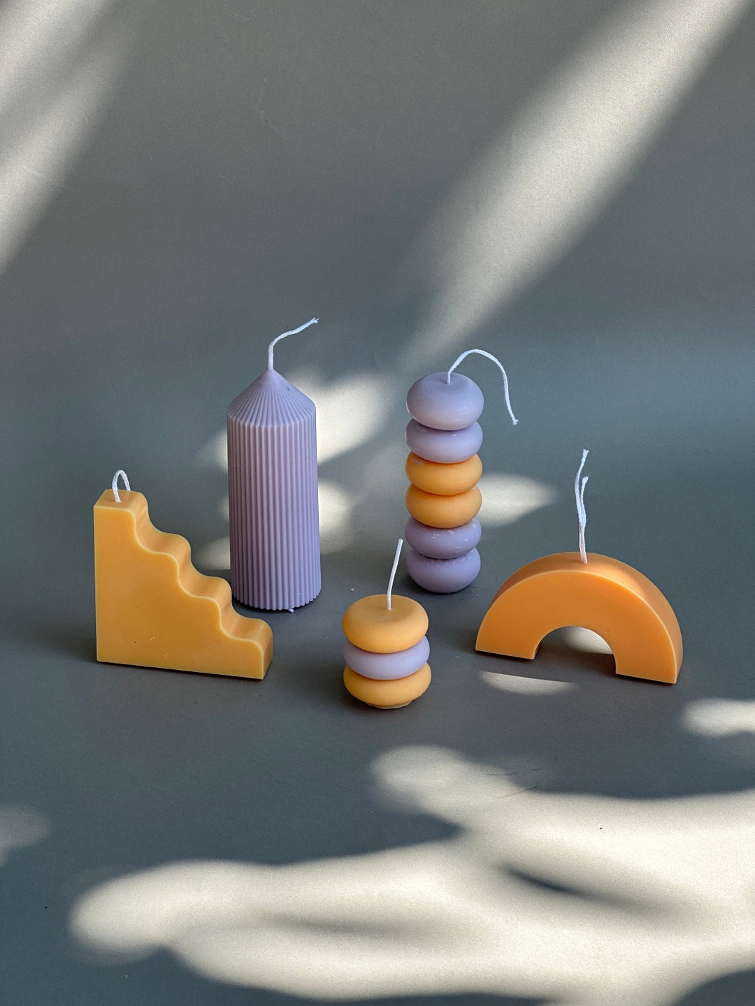 Set of Colorful Designer Candles - Etsy