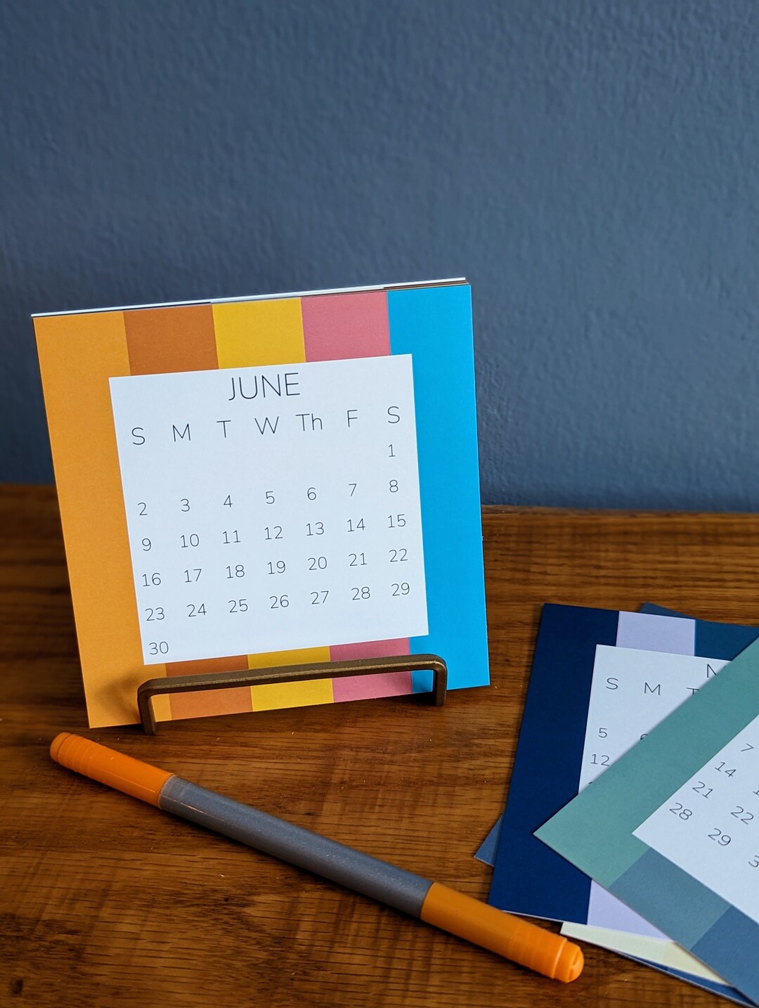 2024 Desk Calendar: Color Palette Design With Stand - Etsy