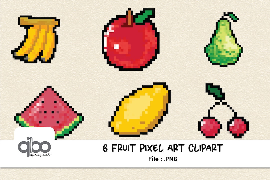 Some Cute Fruits in Pixel Art Clipart, Hand-drawn, Illustration Element ...