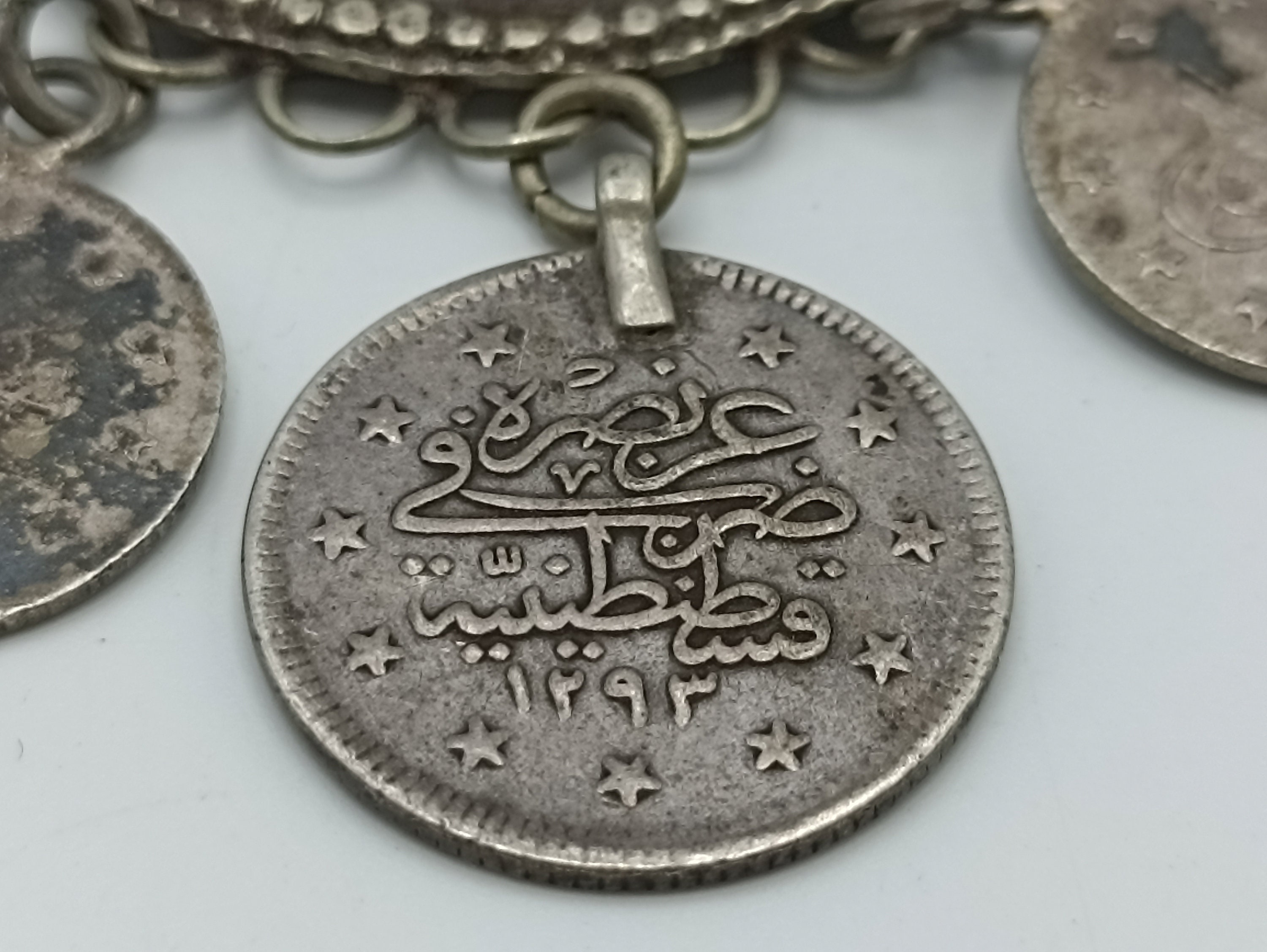 17th Century Ottoman Silver Fez Ornaments With Silver Ottoman Coins Set ...