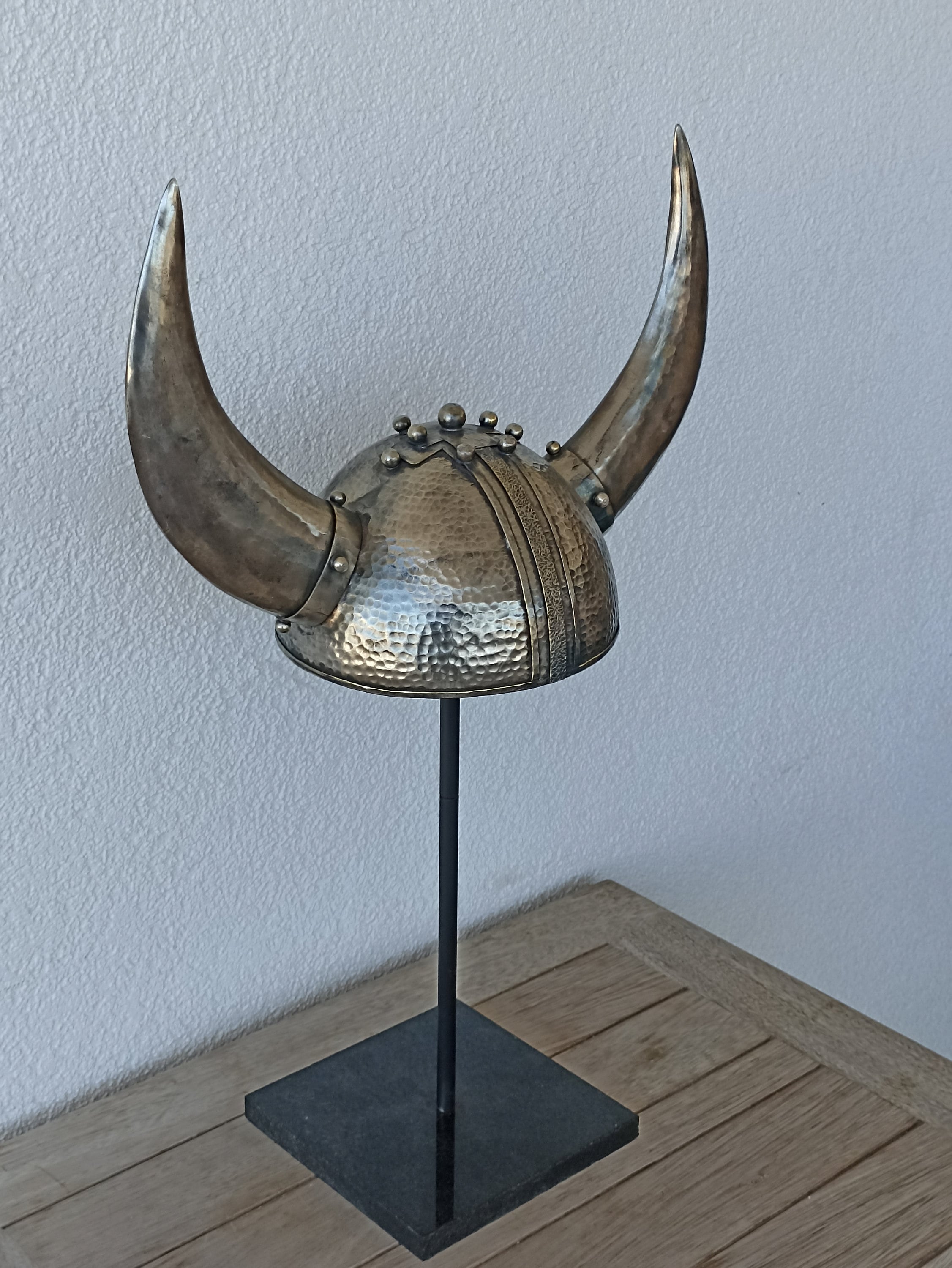 Large Medieval Viking Horned Helmet on Marble Base Collectible - Etsy