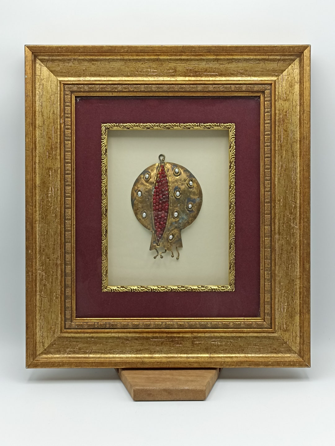 Ottoman Era Pomegranate Motif Relief With Pearls & Gemstones on Gold ...