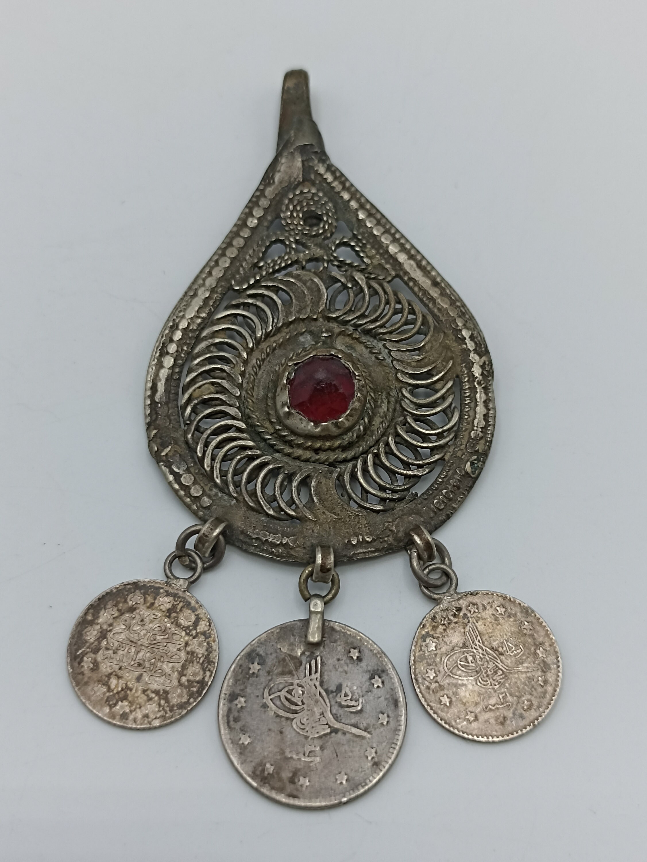 17th Century Ottoman Silver Fez Ornaments With Silver Ottoman Coins Set ...