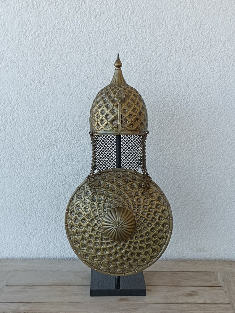 Seljuk Ruler's Armor Set on Marble Base Embossed Copper Craftsmanship ...