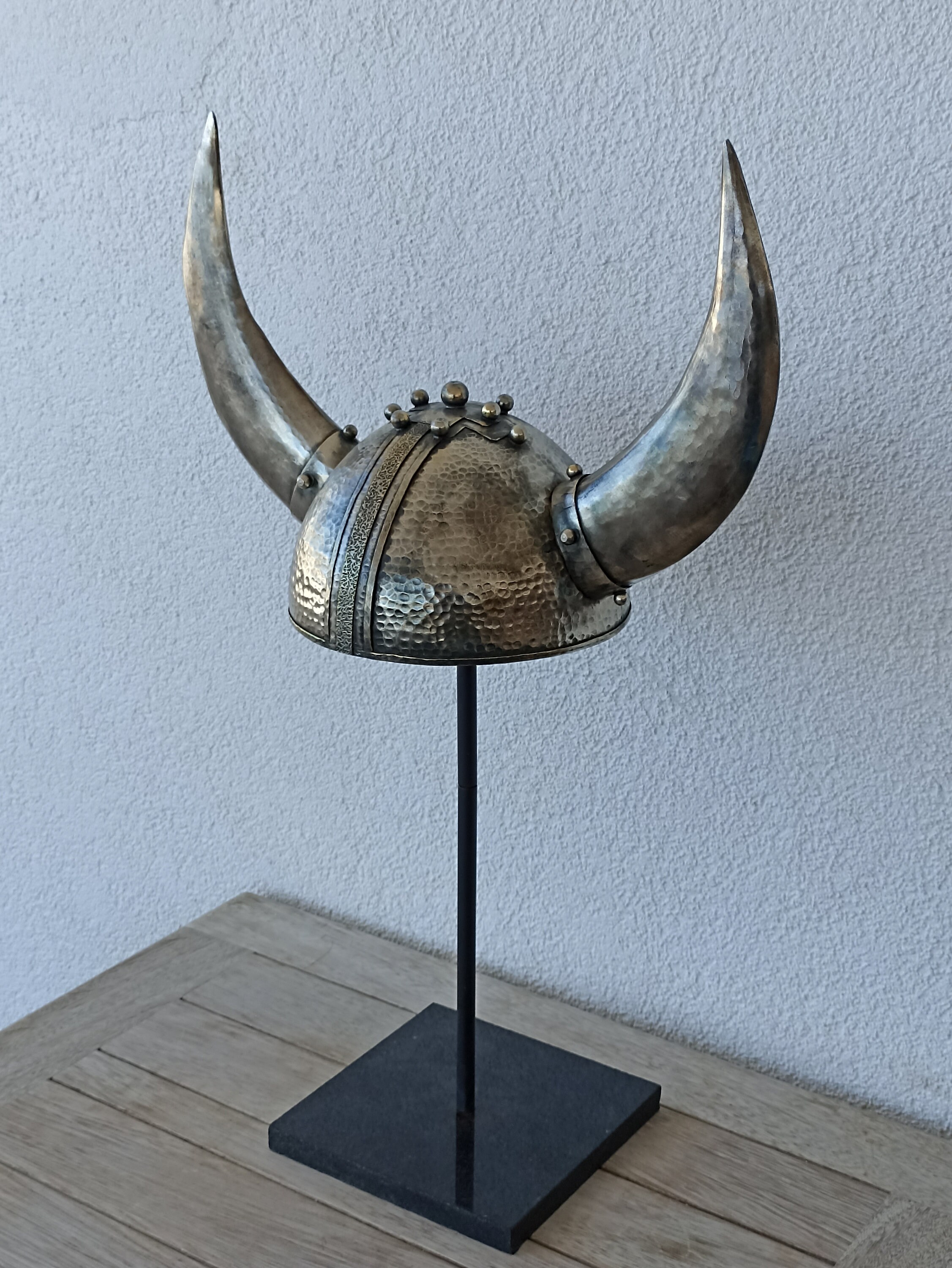 Large Medieval Viking Horned Helmet on Marble Base Collectible - Etsy