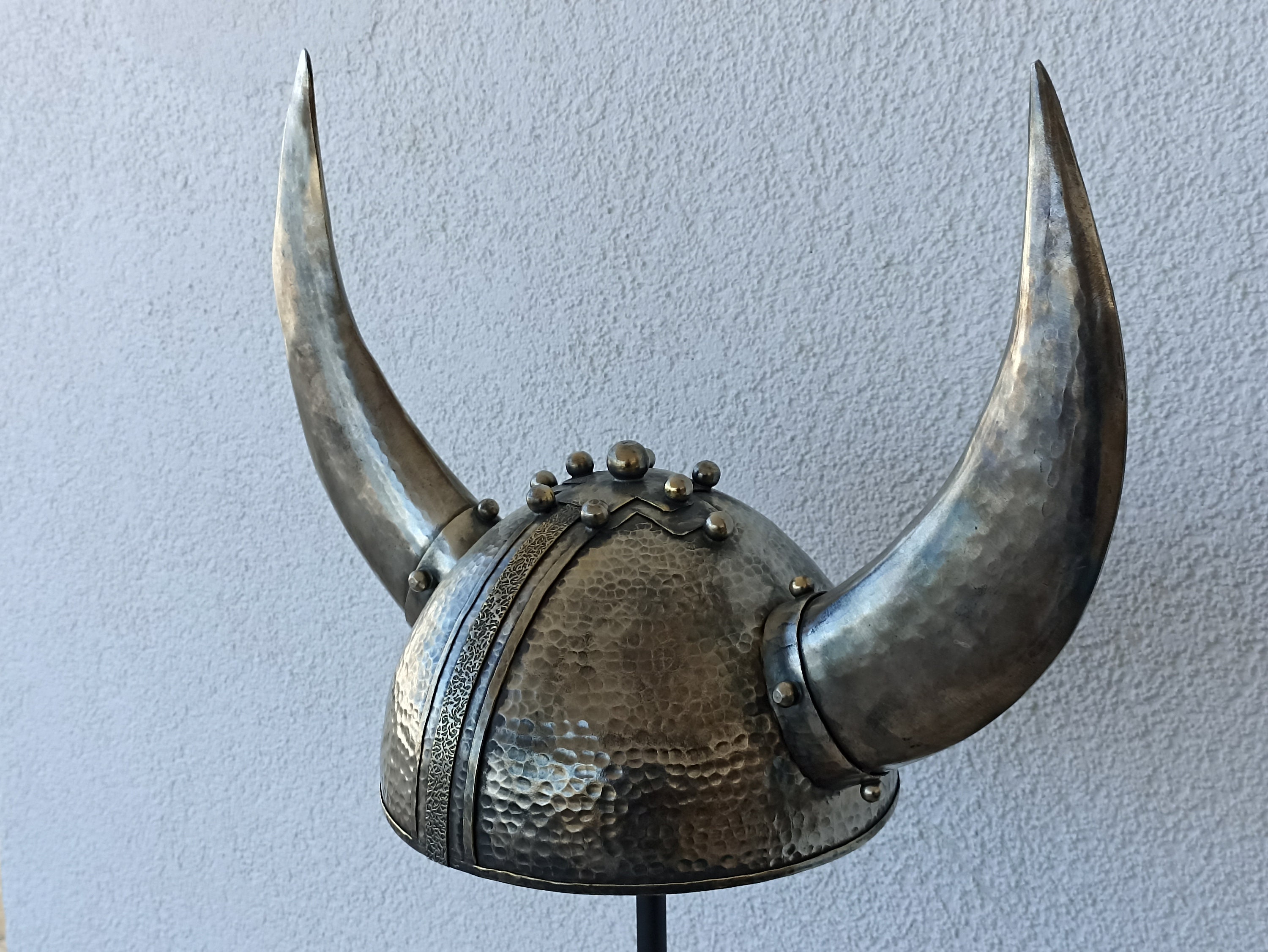 Large Medieval Viking Horned Helmet on Marble Base Collectible - Etsy