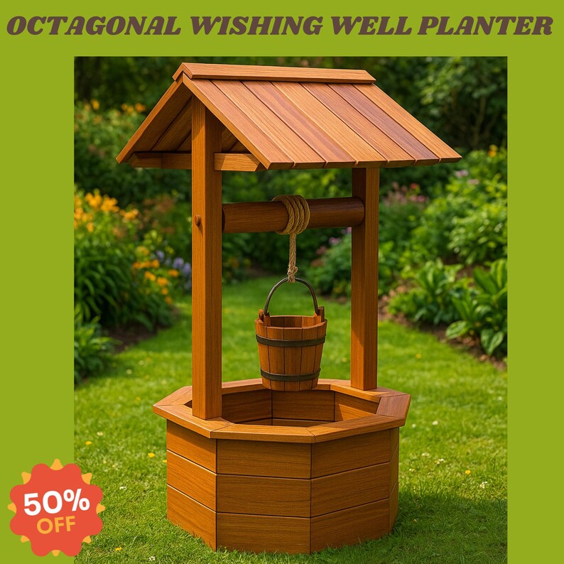 Octagonal Wishing Well Planter - Etsy