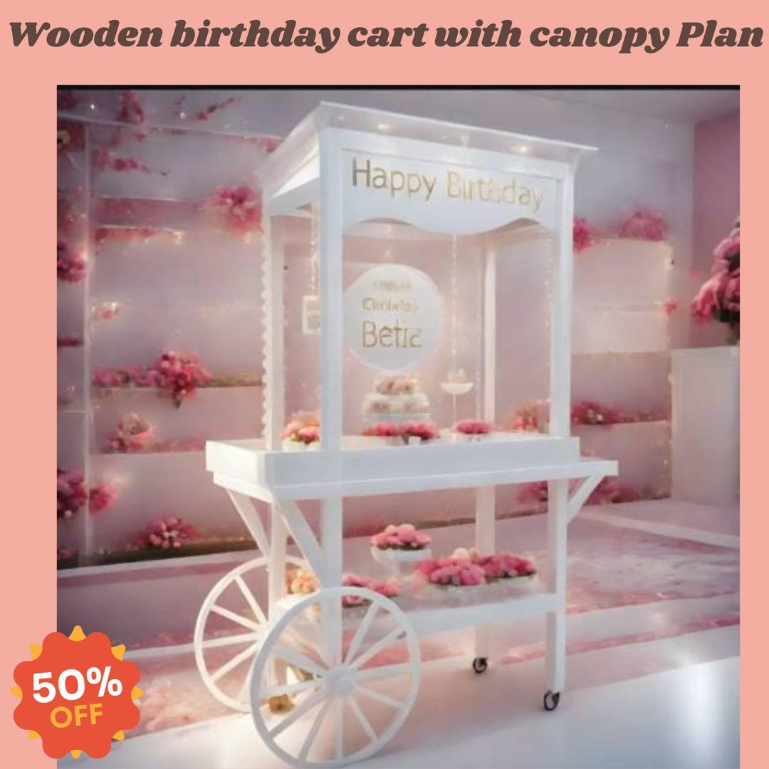 Miniature DIY Wooden Birthday Cart Plan With Canopy (PDF Download) 1:12 ...