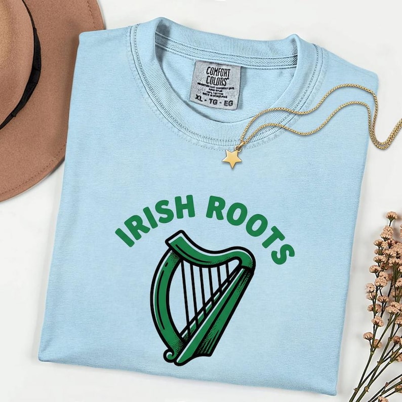 Irish Harp Shirt St Patrick's Day Legacy Gift Women Flat Design Tee ...