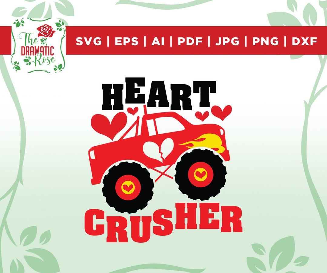 Heart Crusher Svg, Heart Crusher Truck Valentines Svg, Valentine Svg ...