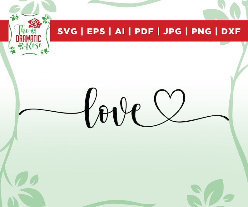 Love Script With Heart Svg Cutting File for Cricut Love - Etsy