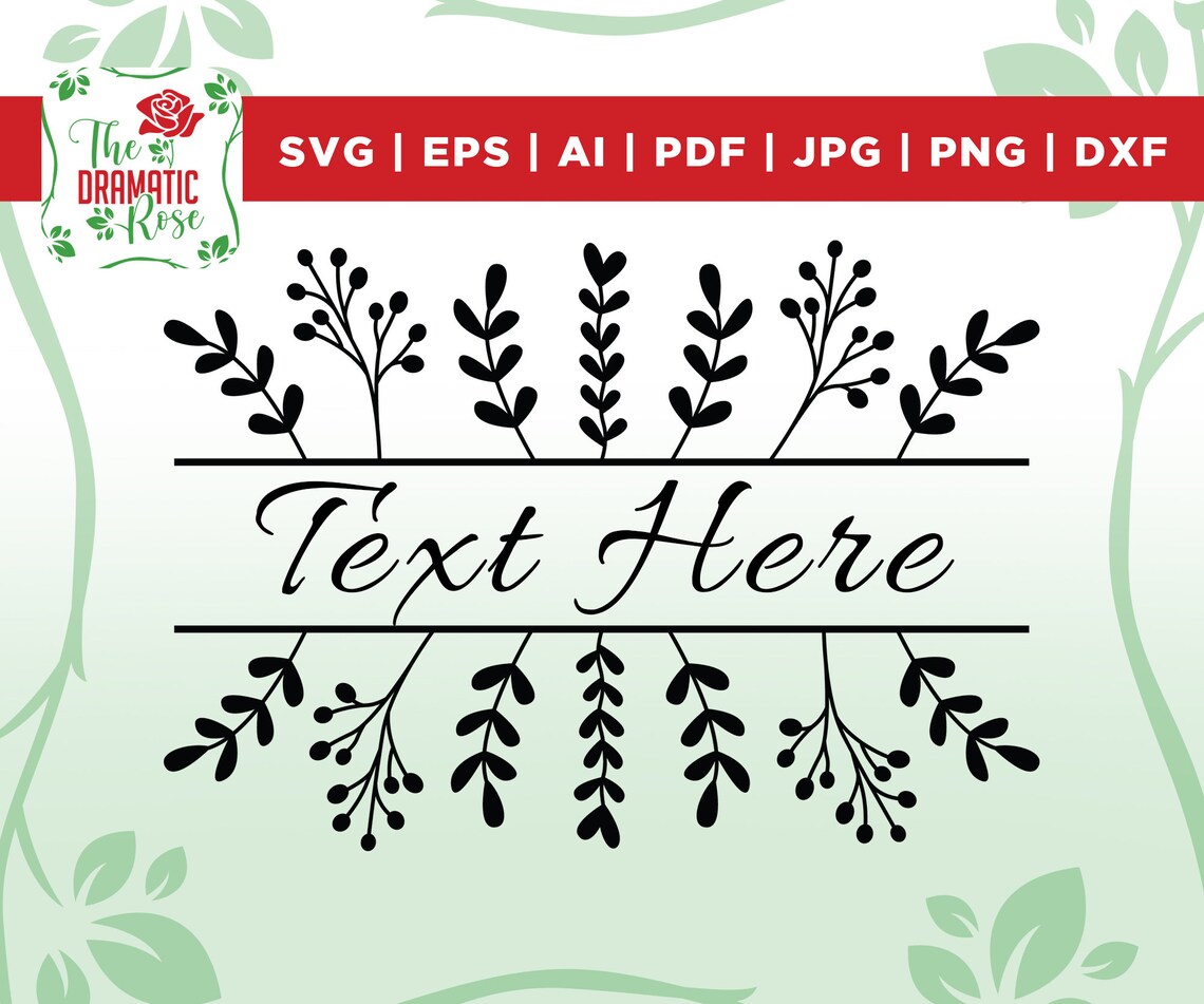 Split Frame Svg, Leaf Frame Svg, Split Floral Monogram, Split Floral ...