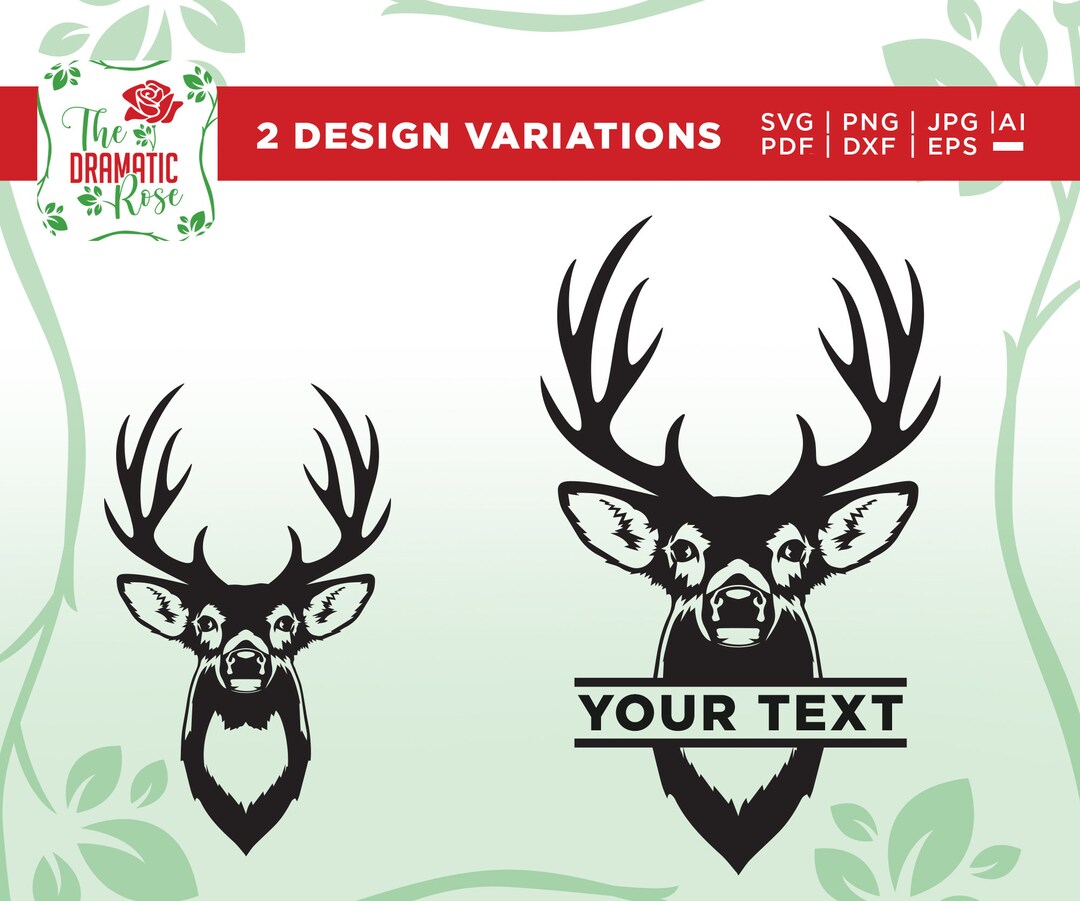 Buck Head Svg, Deer Hunting Svg, Monogram Split SVG, File Cutting, Silhouette, Clip Art, for ...